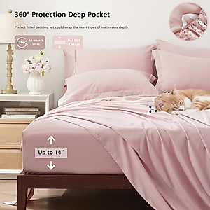 UNILIBRA Full Comforter Set 7 Pieces - Pink Bed in a Bag Full Size Soft for All Seasons - Cationic Dyeing Bedding Comforter Sets with Comforter, Flat Sheet, Fitted Sheet, Pillowcases & Shams