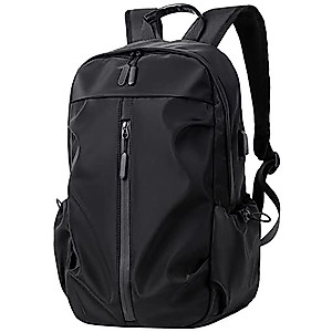 LIMHOO Travel Laptop Backpack with USB Charging Port College Backpack Water Resistant Wear-resistant Daypack Rucksack (Black)
