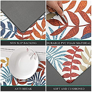 Pauwer Anti Fatigue Kitchen Floor Mat Set of 2 Waterproof Non Skid Kitchen Rugs and Mats Heavy Duty PVC Foam Cushioned Kitchen Runner Floor Mat Carpet for Kitchen Laundry Office
