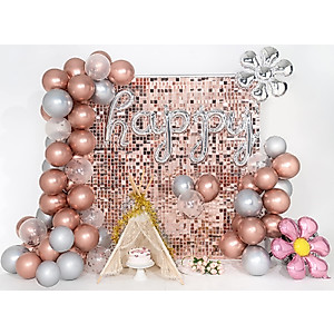 Kate Square Rose Gold Sequin Panels for Shimmer Wall Backdrop Decoration Birthday Wall (Pack of 12)