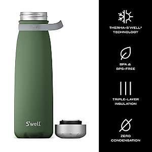 S'well Stainless Steel Traveler With Handle, 40oz, Green Jasper, Triple Layered Vacuum Insulated Containers Keeps Drinks Cold for 60 Hours and Hot for 20, BPA Free, Easy Carrying On the Go
