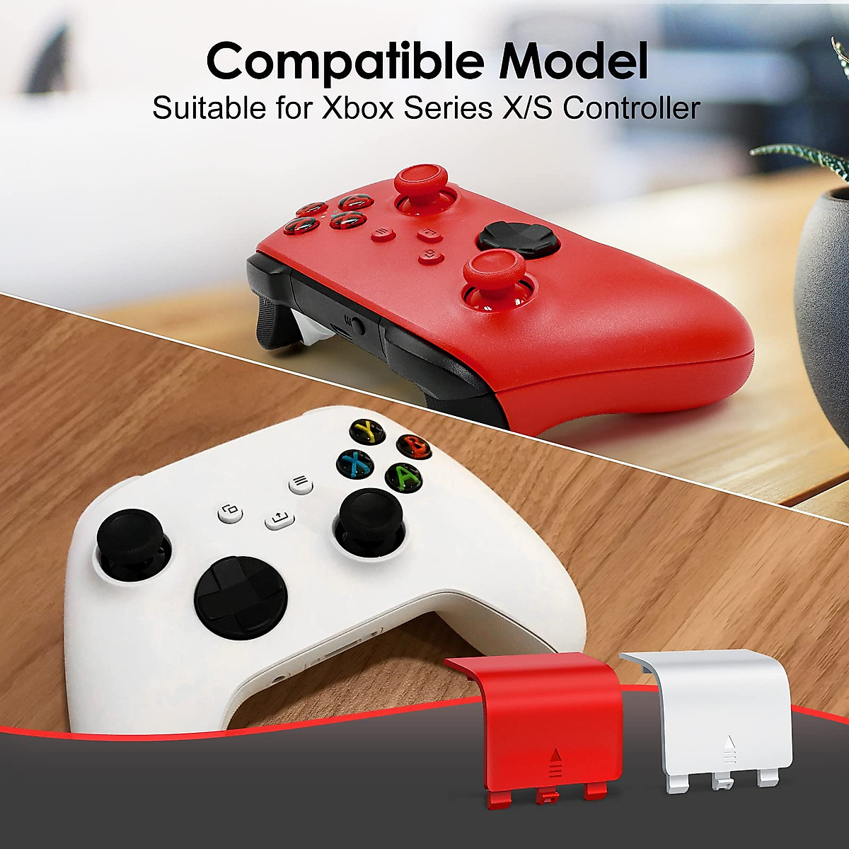 Replacement Battery Cover for Xbox Series X Controller, Batteries Back Shell Door Lid Repair Part Compatible with Pulse Red Xbox Series S & Core Controller Wireless, Remote Battery Backing Pack of 4