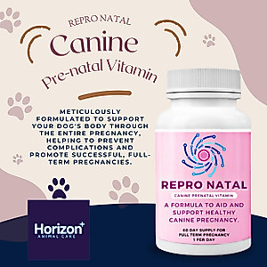 Horizon Animal Care Canine Prenatal Multi-Vitamin Capsules - 60-Day Supply to Aid Full-Term Pregnancies and Promote Optimal Health for Expecting Dogs - ReproNatal™ Dog Supplement