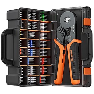 SOMELINE Ferrule Crimping Tool, Ratchet Pliers for AWG23-7 with 23 Sizes Wire End Ferrule Terminals, Quadrilateral Wire Crimp Pliers with Crimp Connectors