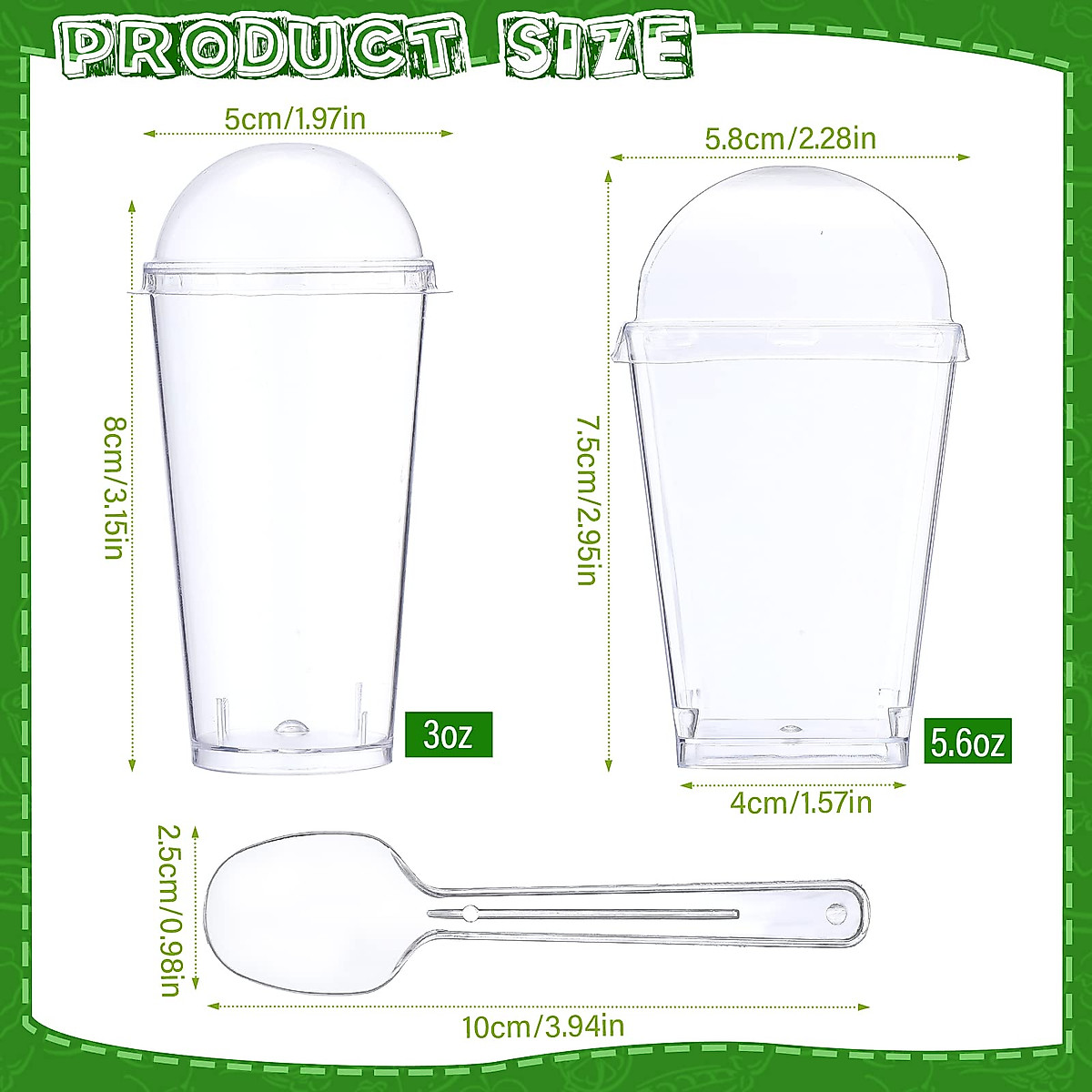 200 Pack Dessert Cups with Lids and Spoons 5.6 oz Square Mini Dessert Cups 3 oz Round Plastic Shooter Cups Clear parfait cups Appetizer Cups for Birthday Wedding Party Pudding, Fruit and Ice Cream