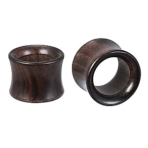 ZS Black Wood Tunnel Gauges Stretcher Expander Brown Ear Gauges Plugged Ears Wood Plugs Ear Stretching Kit Ear Plugs Tunnel Sandalwood (Black Tunnel-16mm)