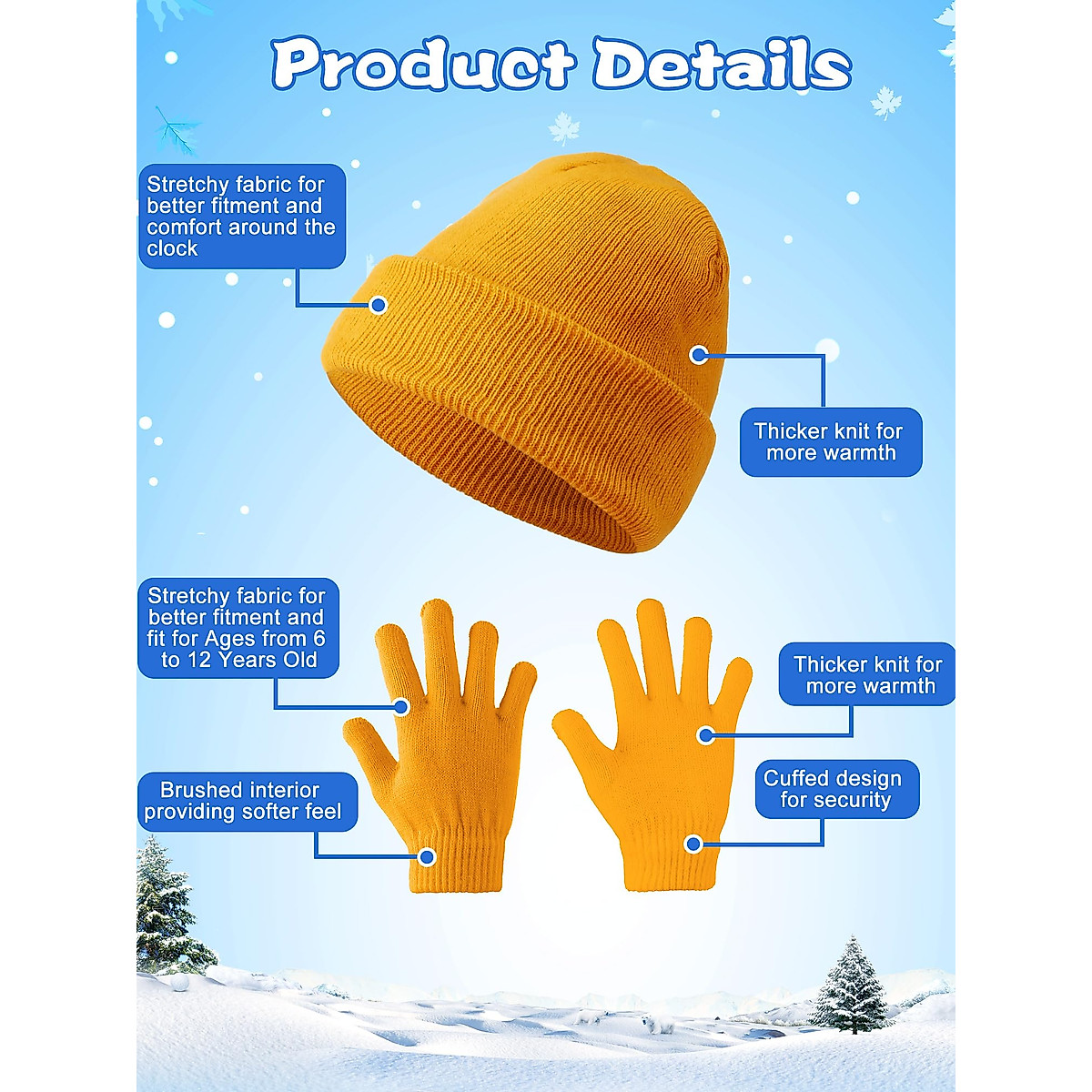 Retisee 96 Pcs Kids Winter Beanie and Gloves Set Knit Hat Bulk Warm Gloves Cap for Boys Girls Homeless Gift(Mixed Color)