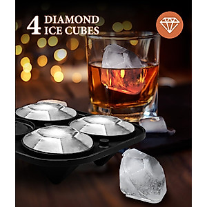 Dclobtop Ice Cube Trays and Ice Molds, Silicone Ice Cube Molds for Freezer with Lid, Diamond & Sphere Ice Ball Maker & Square Ice Cube Maker for Whiskey, Cocktails and Homemade, Reusable