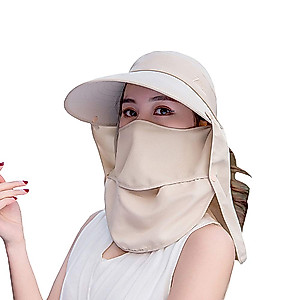 Outdoor UPF 50+ UV Sun Protection Waterproof Breathable Face Neck Flap Cover Folding Sun Hat for Men/Women (Khaki -4)