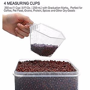 M MCIRCO Extra Large 7qt / 6.5L/220oz Tall Food Storage Containers, WIDE & DEEP, 4-Piece BPA Free Plastic Airtight Kitchen Pantry Storage Containers for Flour, Sugar, with 4 Measuring Cups,20 Labels