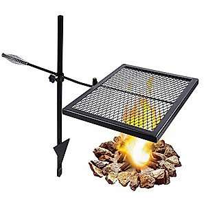 REDCAMP Swivel Campfire Grill Heavy Duty Steel Grate, Over Fire Camp Grill with Carrying Bag for Outdoor Open Flame Cooking
