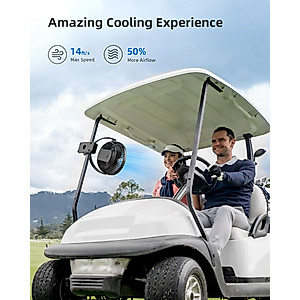 Koonie 10000mAh Clip on Fan Rechargeable, 8-Inch Battery Operated Desk Fan, USB Fan with 4 Speeds, Strong Airflow Sturdy Clamp for Golf Cart Office Desk Outdoor Travel Camping Tent Gym Treadmill,Black