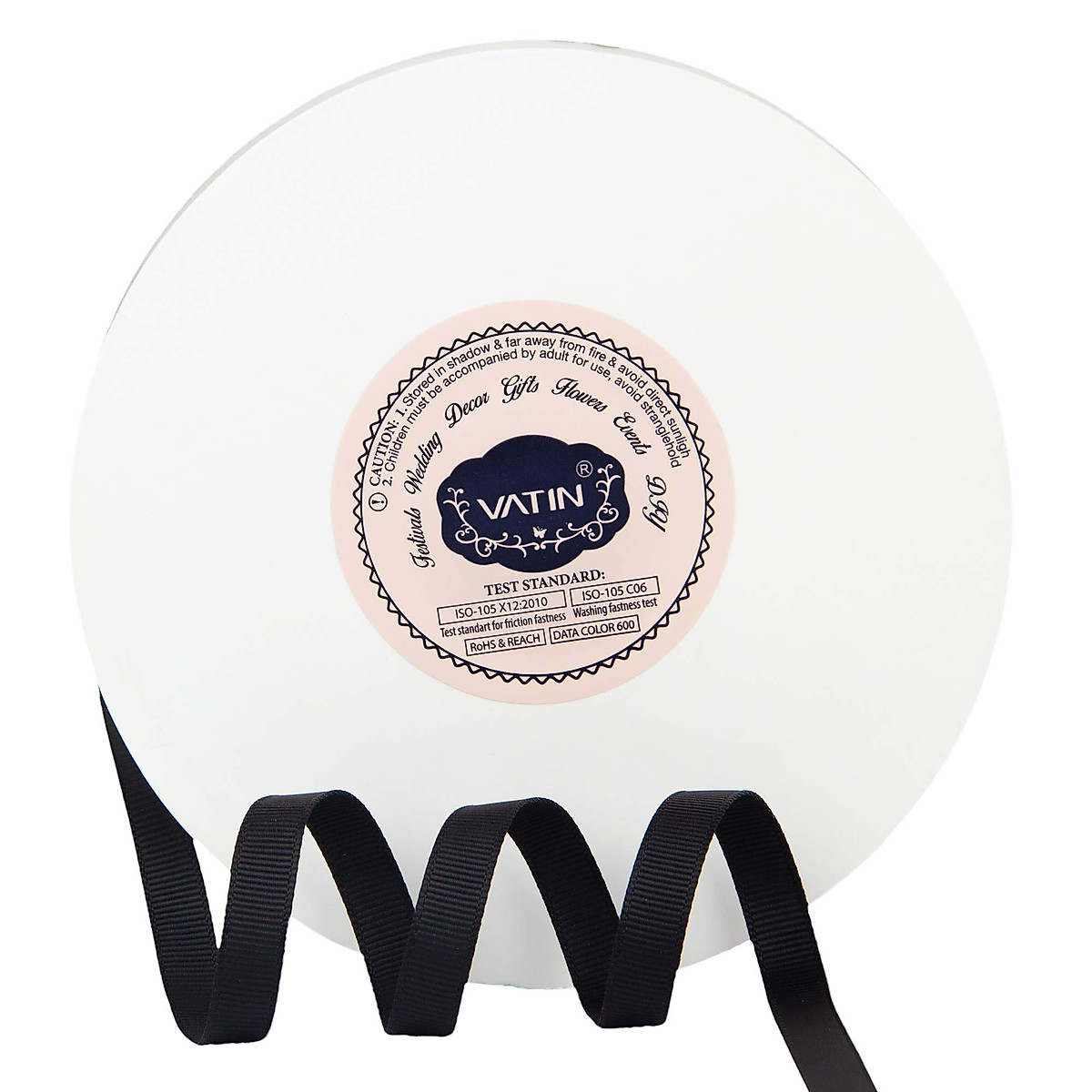 VATIN Black Grosgrain Ribbon, 3/8" x Continuous 50 Yards, Black Polyester Grosgrain Ribbon,Use for Bows DIY Hair Accessories, Gift Wrapping, Craft and Sewing