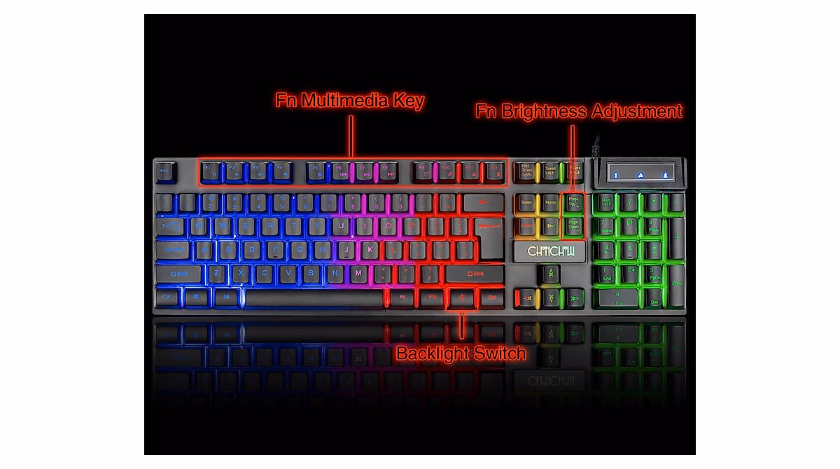 Keyboard and Mouse Gaming LED Wired Combo with Emitting Character ...
