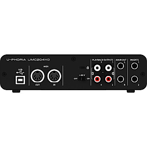 Behringer U-Phoria UMC204HD Audiophile 2x4 USB Audio/MIDI Interface with MIDAS Mic Preamplifiers, 24-Bit/192kHz Resolution