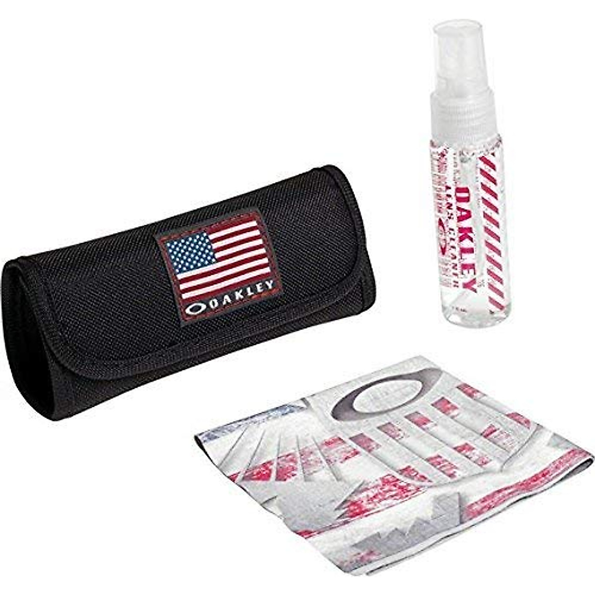 Oakley Holbrook Sunglasses (Matte Black Frame / Positive Red Iridium Lens) with USA Flag Lens Cleaning Kit