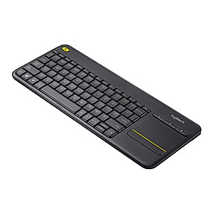 Logitech K400 Plus Wireless Touch With Easy Media Control and Built-in Touchpad, HTPC Keyboard for PC-connected TV, Windows, Android, Chrome OS, Laptop, Tablet - Black