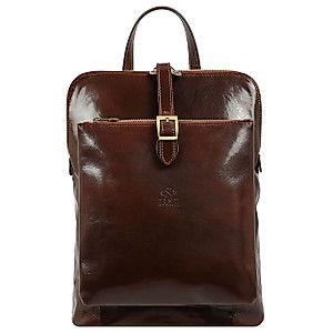 Time Resistance Leather Backpack Convertible to Shoulder Bag Full Grain Real Leather Travel Satchel Rucksack