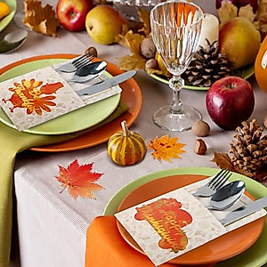 Korlon Tec 36PCS Thanksgiving Cutlery Holder Gold Foil Thanksgiving Table Decor, Thanksgiving Utensil Holder Gifts Set Autumn Fall Harvest Party Favor Dinner Table Decorations