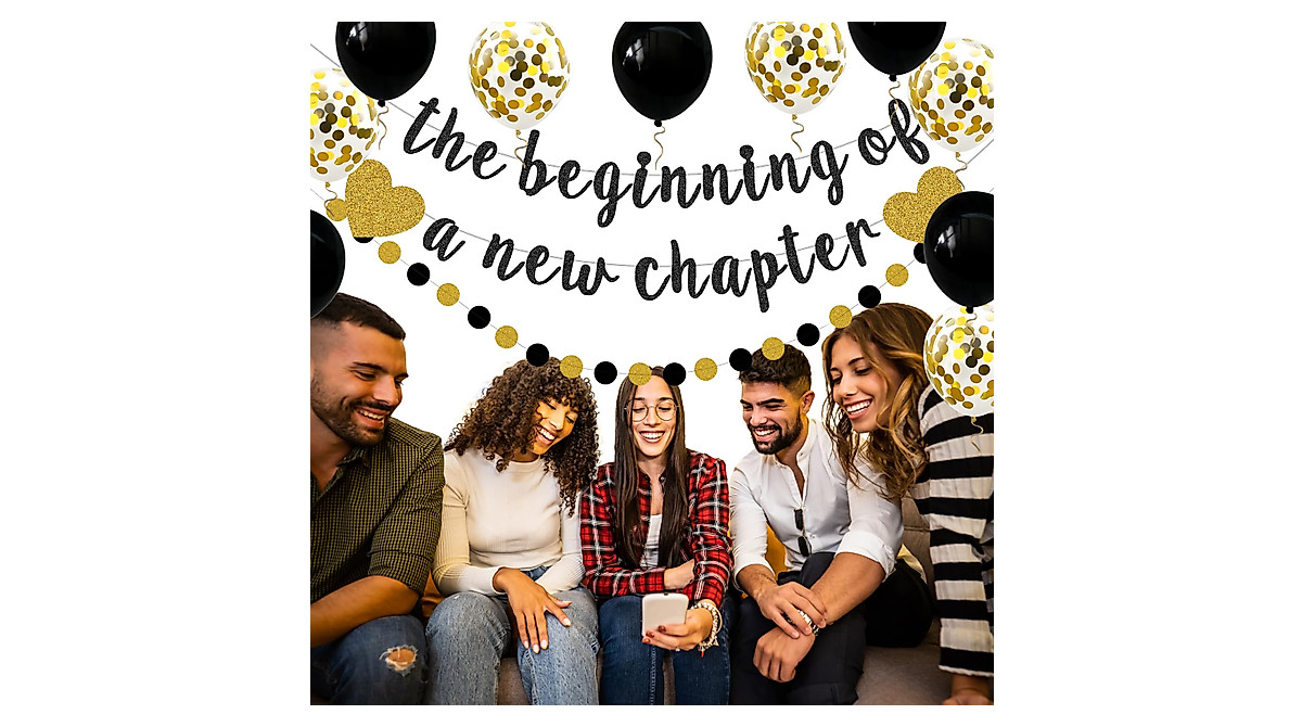 Black Gold New Chapter Party Decorations - Farewell & Grad