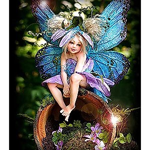 FEGAGA 5D Diamond Painting Cartoon Character Angel Girl Kit for Adults Diamond Art Cartoon Character Painting by Number Kits Gem Art Wall Home Decor(11.8 x15.7 inch)