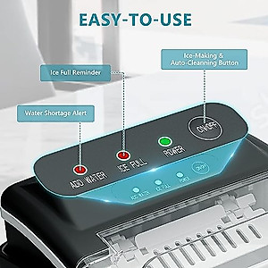 Inhdolnd 26Lbs/ 24H Self-Cleaning with Scoop Handel Portable Ice Maker Machine Countertop