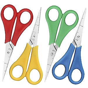 Kids Scissors 4 Count Pointed Kids Scissors right and left-handed scissors variety colors scissors for school kids Kid Scissors, Craft Scissors, School Scissors