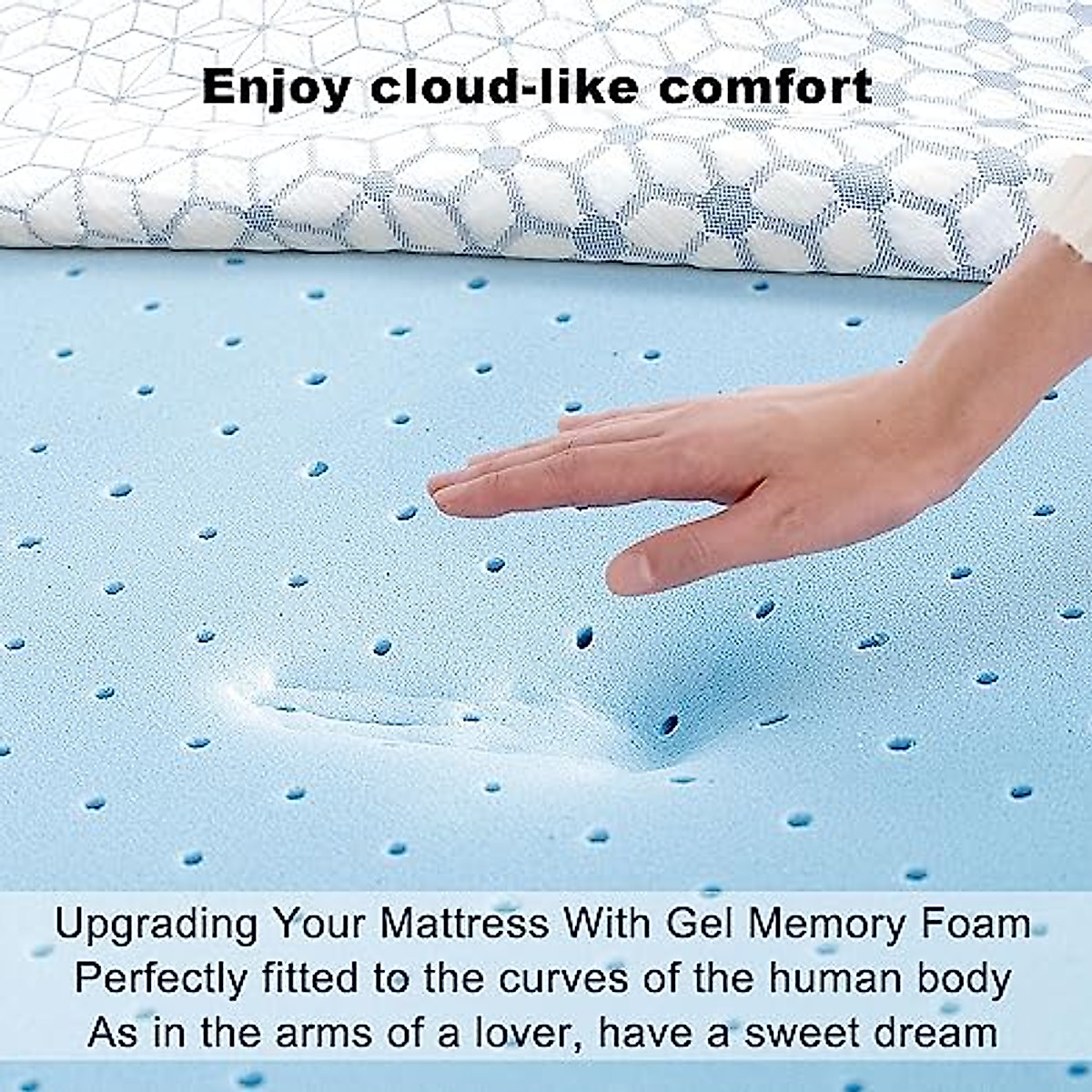 Mattress Topper Queen Size 2 Inch, Premium High-Density Memory Foam, Ventilated Design, Removable & Washable Cover, 10 Years Warranty