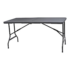 Iceberg IndestrucTable Too Bi-Fold Folding Table, Indoor/Outdoor, Commercial Grade, Charcoal, 60” W x 30” D x 29” H
