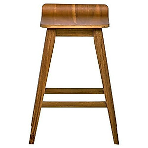 Amazon Brand – Stone & Beam Fremont Rustic Kitchen Counter Saddle Farmhouse Bar Stool, 25.5 Inch Height, Natural Wood