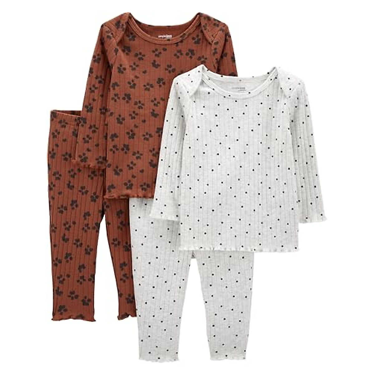 Simple Joys by Carter's Baby Girls' 4-Piece Textured Set, Animal Print/Grey, 3-6 Months