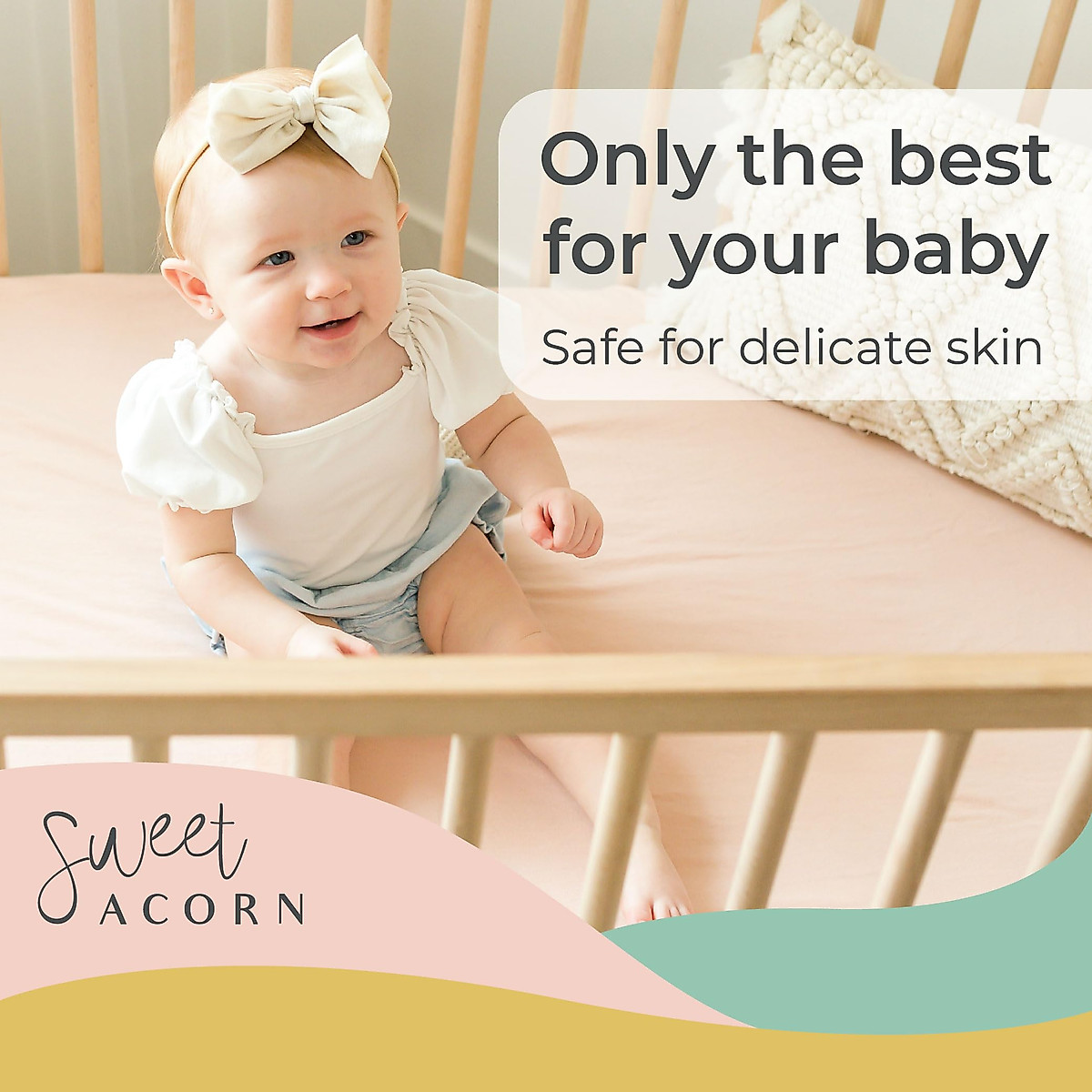 Sweet Acorn Fitted Crib Sheets - Organic Cotton Jersey Knit Crib Beddings - Fits Standard Baby Crib Mattress - 9" x 28" x 52" - Dahlia Pink