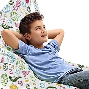 Lunarable Vegetables Lounger Chair Bag, Kitchen Ingredients Cook Bread Making Pot Nutrient Dinner Cafe Cheese Design, High Capacity Storage with Handle Container, Lounger Size, Multicolor