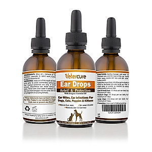 Vetercure Ear Drops For Any Pet- Relieve Your Pet From Ear and Reduce Odor In Just One Week-100% Natural Formula Tasted For Its Quality & Effectiveness