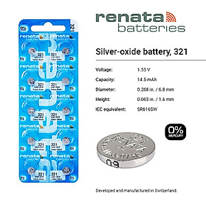 Renata Watch Battery Swiss Made Renata 321 or SR616SW (3 Batteries, 321 or SR616SW)
