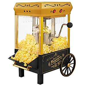 Nostalgia Vintage Table-Top Popcorn Maker, 10 Cups, Hot Air Popcorn Machine with Measuring Cap, Oil Free, Black