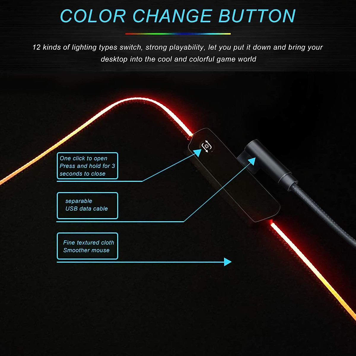 Personalized RGB LED Extended Gaming Mouse Pad Make Your Own Customized Large Gaming Mousepad Custom Keyboard Mouse Mat for Office Dorm Personalised Gifts Presents for Gaming Lovers, 35.4x15.7 in