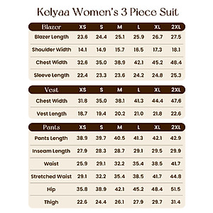 Kelyaa Women's 3 Piece Suit Lady Business Casual Office One Button Notched Lapel Slim Fit Blazer Jacket Vest Pants Set