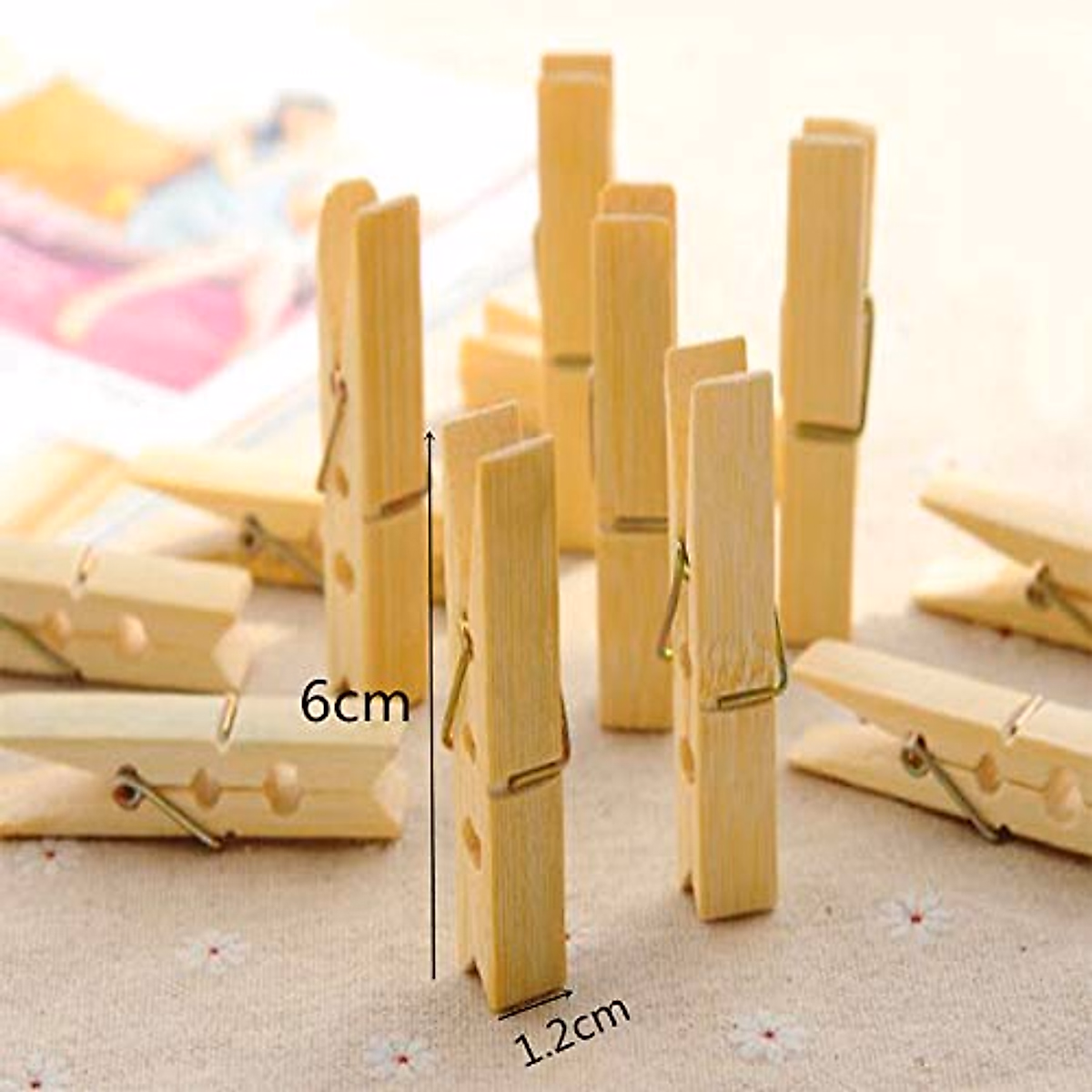 Bamboo Clothespins Heavy Duty Wooden Clothespins Clothes Hanging Pegs Washing Line Airer Wood for Indoor Outdoor 20 Pcs