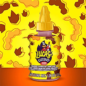 Lucas Gusano Fruity Tamarind Flavored Liquid Candy, 1.26oz - 10 Pieces Pack for Treats, Fruit, Snack, Parties, Piñatas