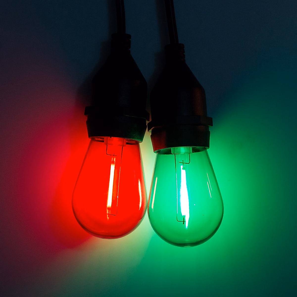 ECOVANIA Red Green Light Bulbs for Christmas Decoration, 1Watt Waterproof Shatterproof Replacement Bulbs for Indoor Outdoor String Lights, E26 Screw Base,24Pack