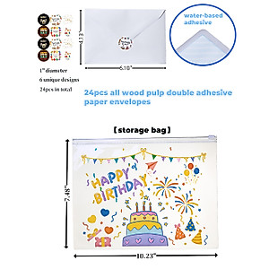 Aokisen 24 Unique Birthday Cards Bulk with Envelopes & Stickers, 4×6 inches Blank Happy Birthday Card Set, Pack of Birthday Cards for Kids, Men, Women (Style A)