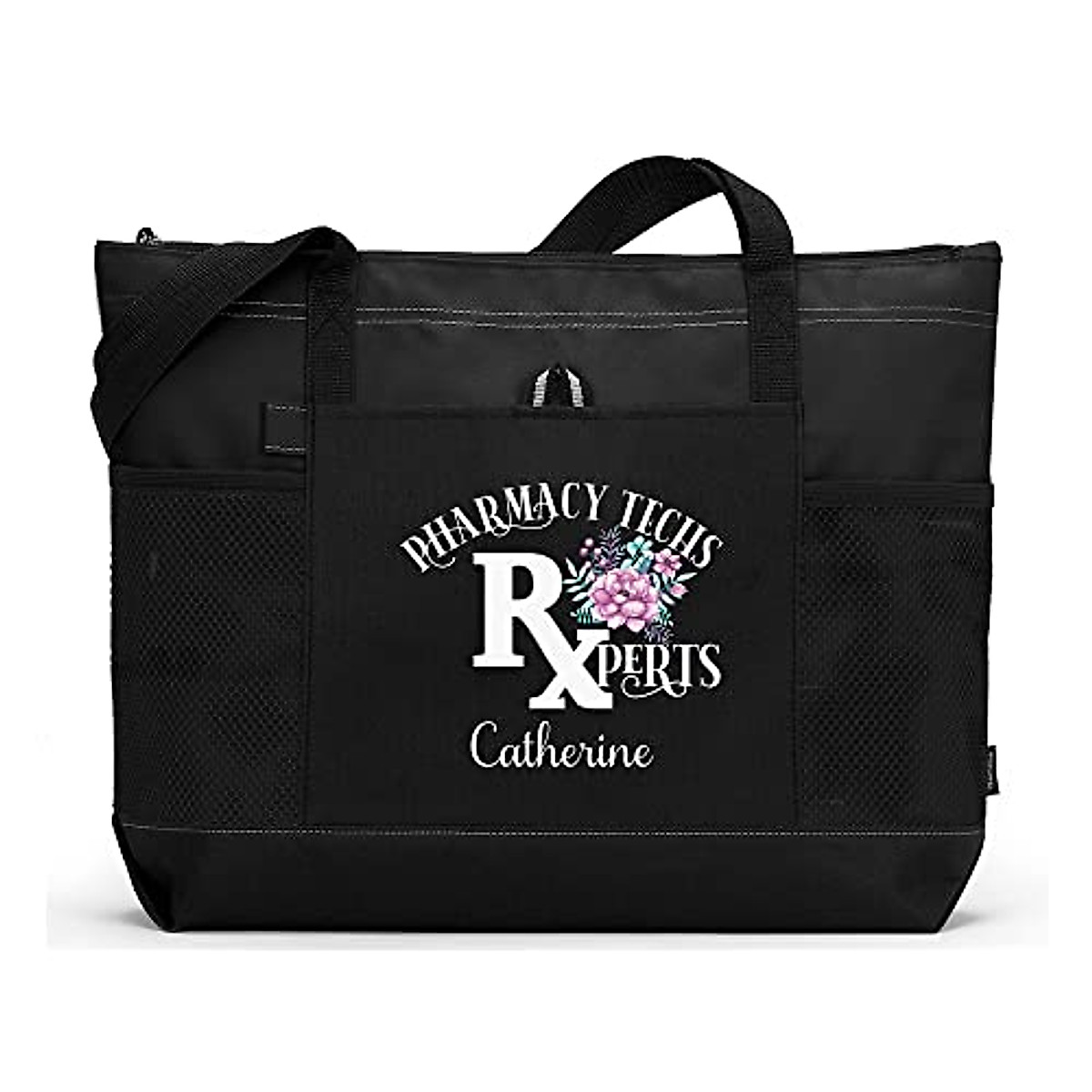Pharmacy Techs Rxperts Personalized Printed Tote Bag with Mesh Pockets