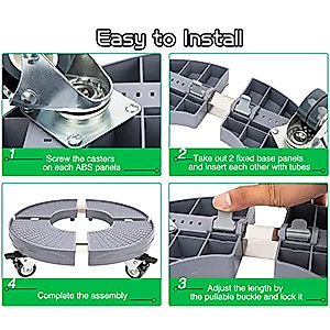 IVONNEY Large Plant Stand with Wheels, Adjustable Rolling Plant Caddy 14.6-20 Inch, Heavy Duty Plant Dolly with Wheels for Outdoor Planters, Garden Pot Mover (440lbs Capacity)