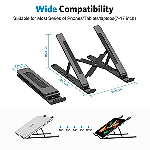 Portable Laptop Stand, OMOTON Laptop Stand for Desk Ergonomic 7-Levels Angles Adjustable Computer Stand, ABS Laptop Riser Holder Compatible with All Laptops and iPad(10-15.6")