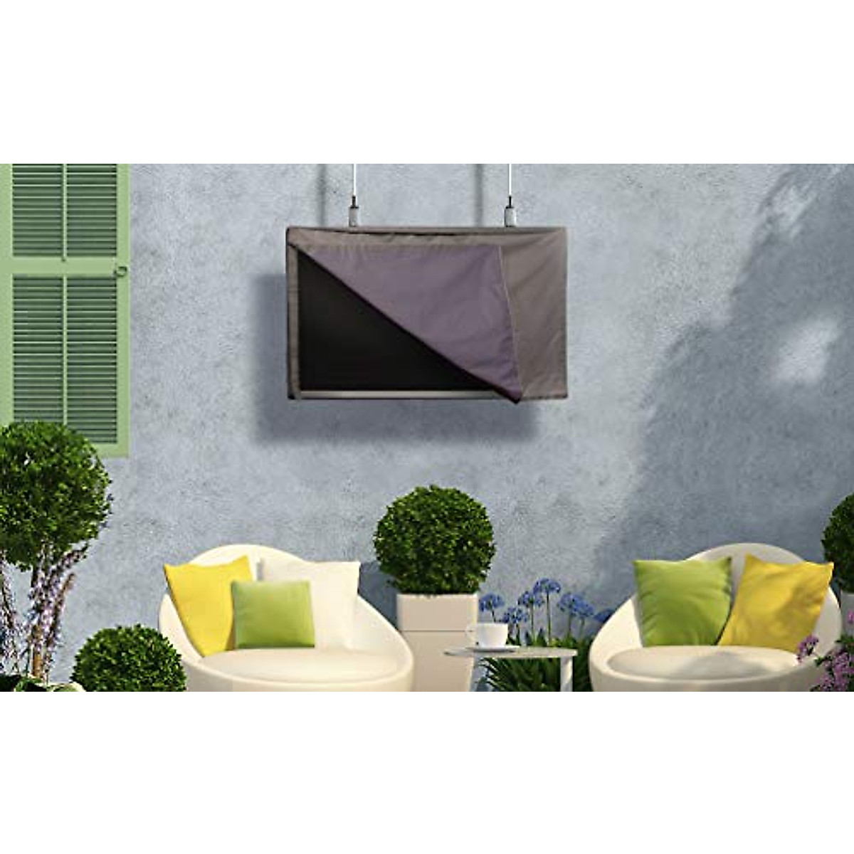 Lish Outdoor TV Cover with Front Flap Weatherproof Material (30" - 32", Grey)