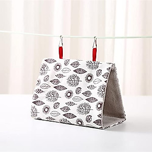 2PCS Hanging Winter Warm Bird Bed, Bird Nest House, Bird Hanging Hammock House, Plush Snuggle Bird Hammock, Hideaway Cave Bed Tent for Hamster Budgies Parakeet Cockatiel Lovebird Parrot (Leaf)