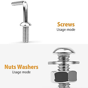1/4-20 Hex Button Head Cap Screw, VIGRUE 300pcs 304 Stainless Steel UNC Hexagon Bolts Flat Washers Nuts Assortment Kit Machine Screws Set, 8 Sizes (Length from 3/8" to 2")