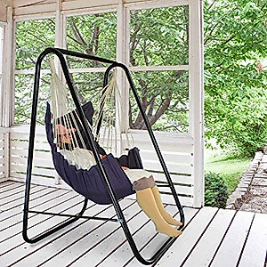PIRNY Hammock Chair Stand,Include Large Hanging Indoor Swing,MAX Load 500 LBS, Heavy-Duty Steel Hammock Stand for Indoor Outdoor(Grey)