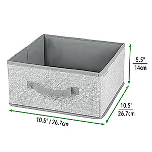 mDesign Soft Fabric Closet Organizer Box with Front Pull Handle for Shelves in Bedroom, Bathroom, Home Office - Holds Clothing, Linens, Accessories - Lido Collection - 4 Pack - Gray